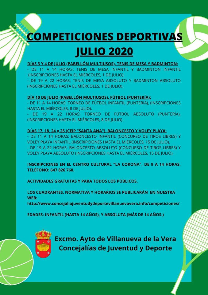 Evento: Competiciones deportivas julio 2020 - Villanueva de la Vera ...