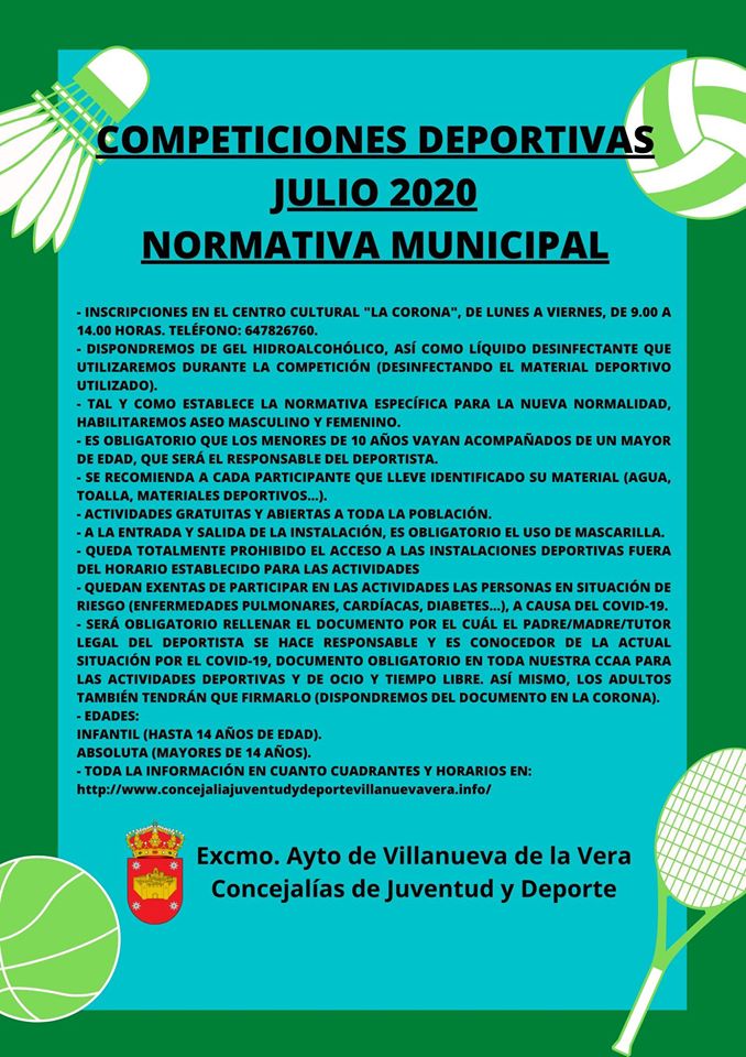 Evento: Competiciones deportivas julio 2020 - Villanueva de la Vera ...